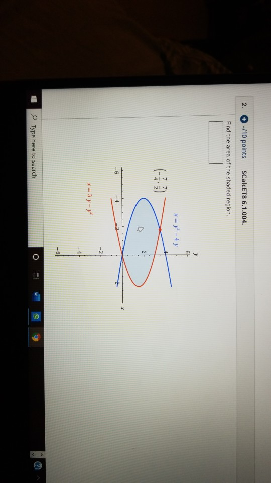 Solved 2. + -/10 points SCalcET8 6.1.004. Find the area of | Chegg.com