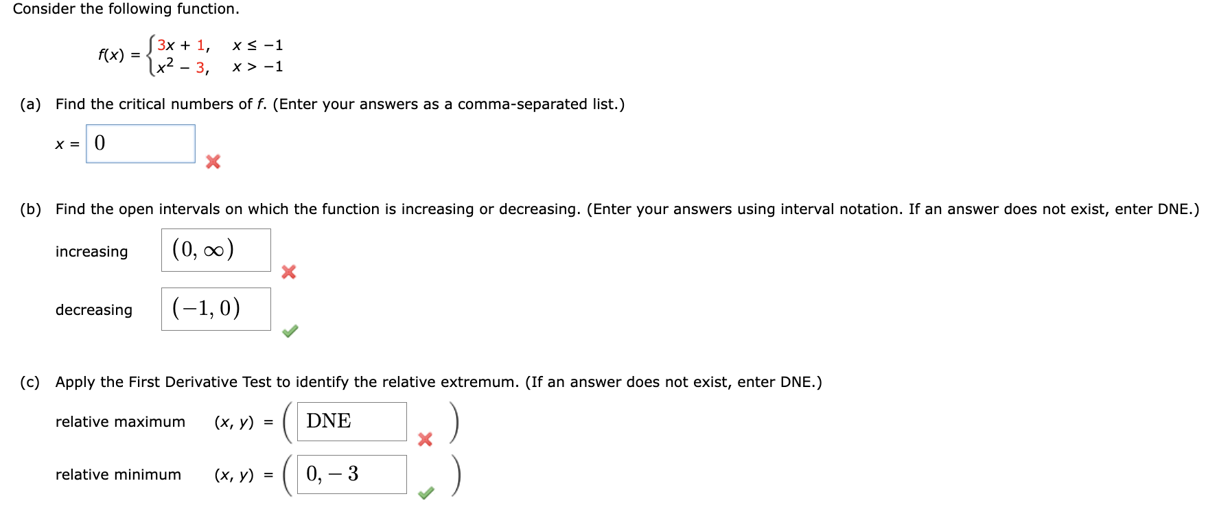 Solved Consider The Following Function F X 3x 1 X ≤
