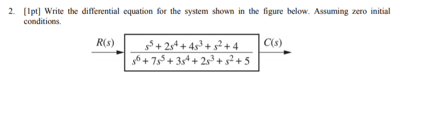 Solved 2. [1pt] Write the differential equation for the | Chegg.com