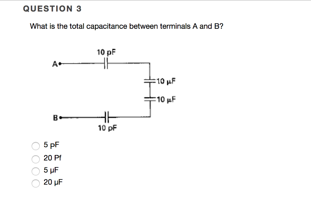 Solved QUESTION 3 What is the total capacitance between | Chegg.com