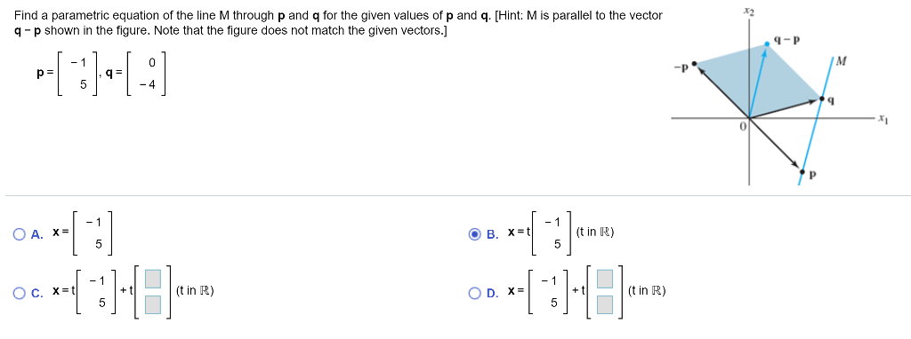 Solved Find a parametric equation of the line M through p | Chegg.com