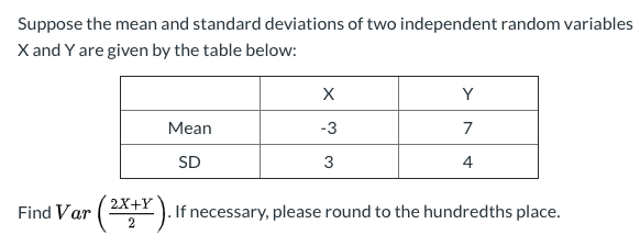 Solved Suppose the mean and standard deviations of two | Chegg.com