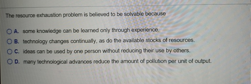 Solved The resource exhaustion problem is believed to be | Chegg.com