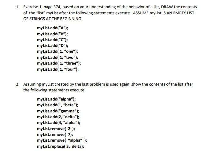 Solved 1. Exercise 1, page 374, based on your understanding | Chegg.com