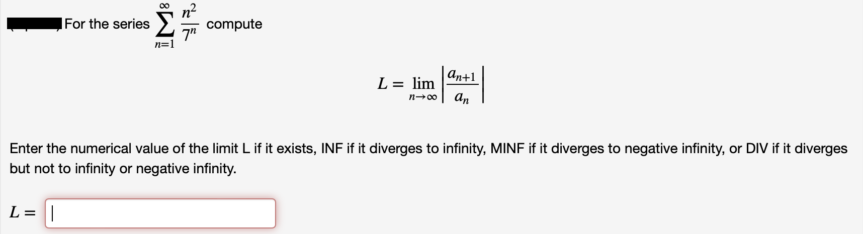 Solved For the series \\( \\sum_{n=1}^{\\infty} | Chegg.com