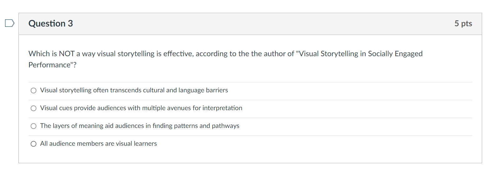 Solved Question 3 5 pts Which is NOT a way visual | Chegg.com