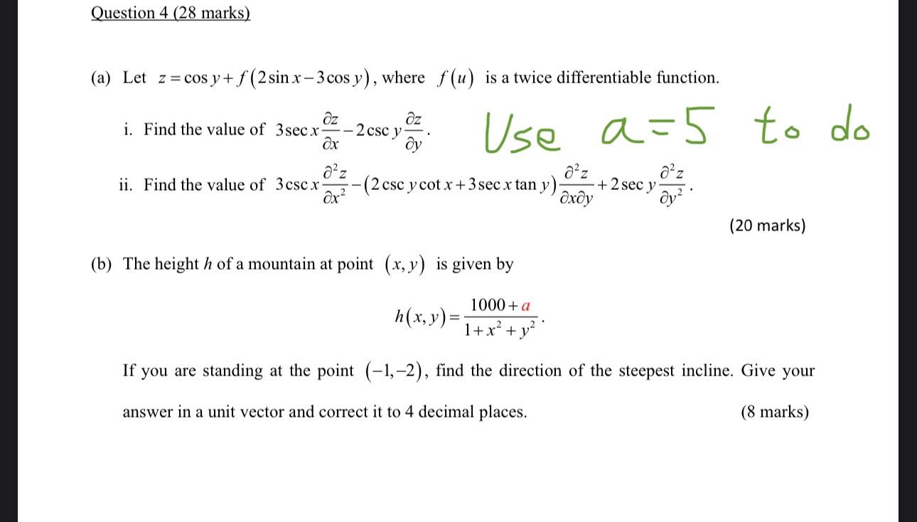 Solved (a) Let z=cosy+f(2sinx−3cosy), where f(u) is a twice | Chegg.com