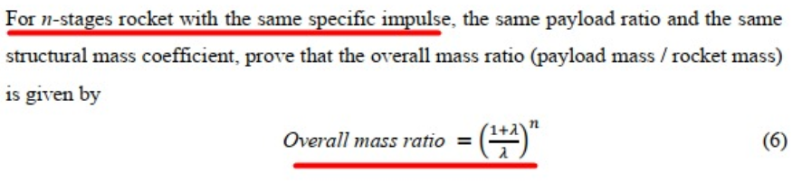 Solved For n-stages rocket with the same specific impulse, | Chegg.com