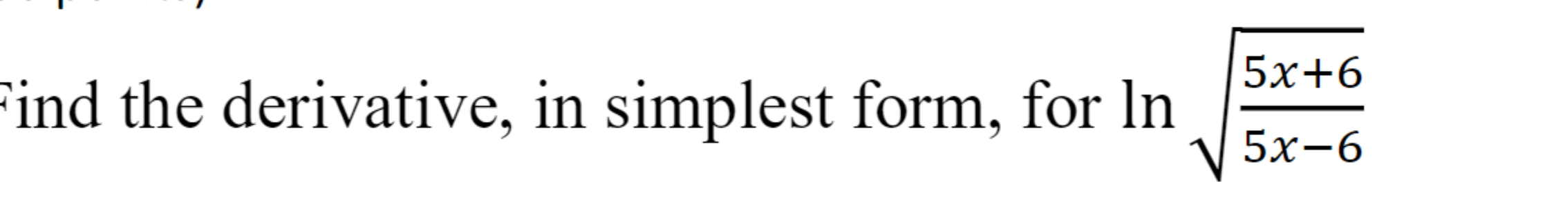 Solved Find the derivative, in simplest form, for | Chegg.com