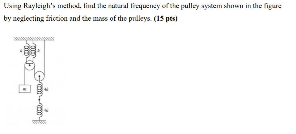 Solved Using Rayleigh's method, find the natural frequency | Chegg.com