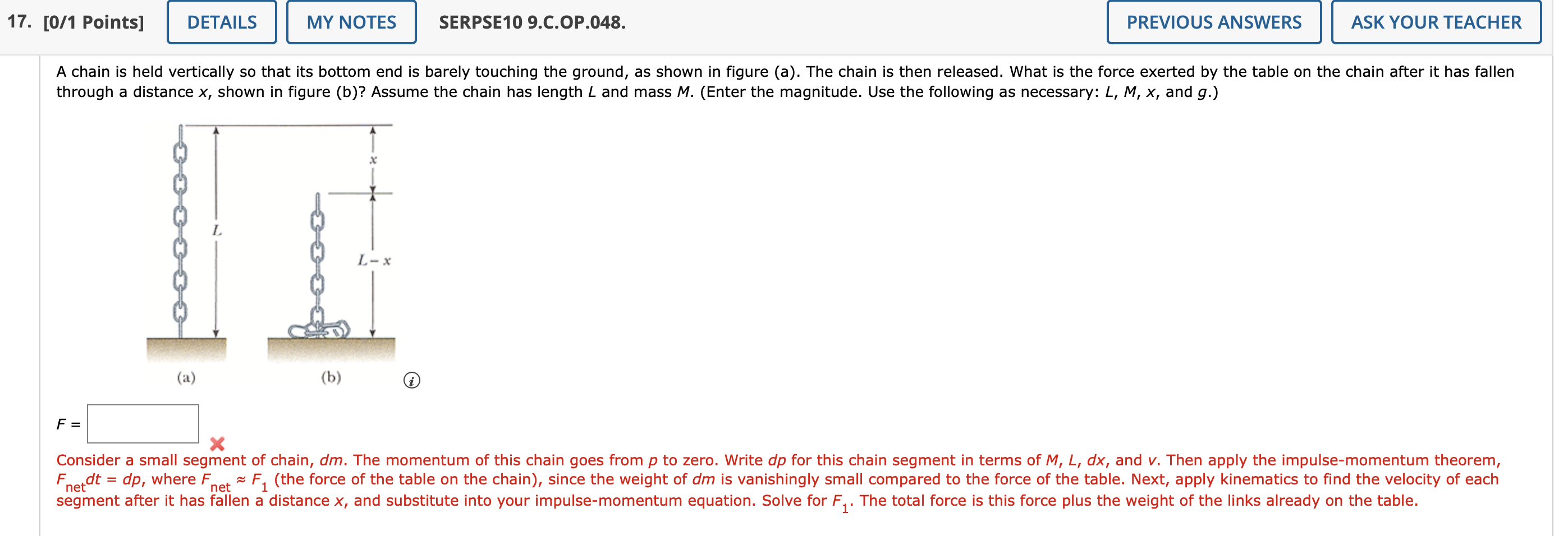 Solved A chain is ﻿held vertically so ﻿that its bottom end | Chegg.com