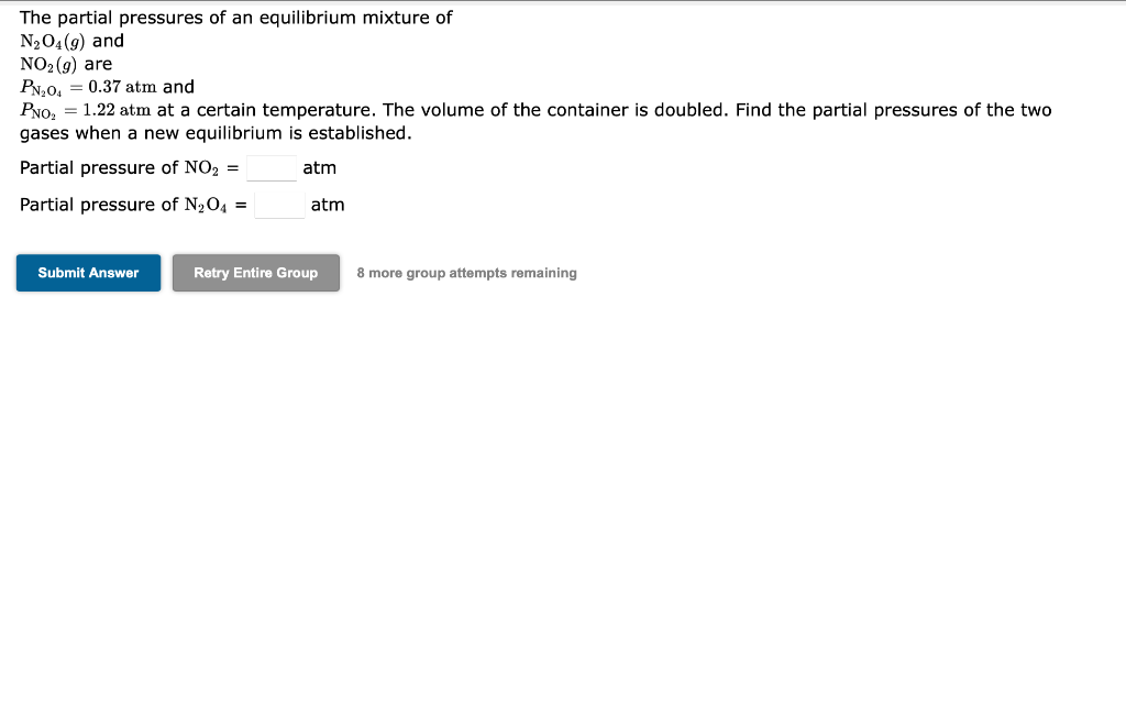 Solved The partial pressures of an equilibrium mixture of | Chegg.com
