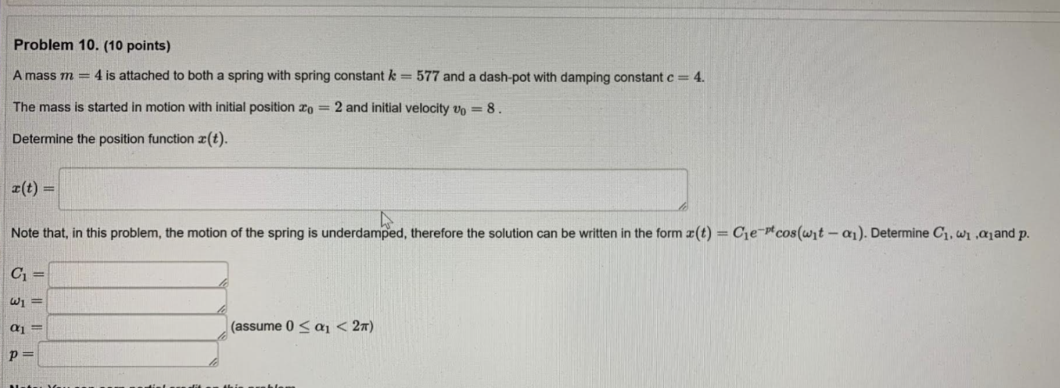 Solved Problem 10 10 Points A Mass M4 Is Attached To 