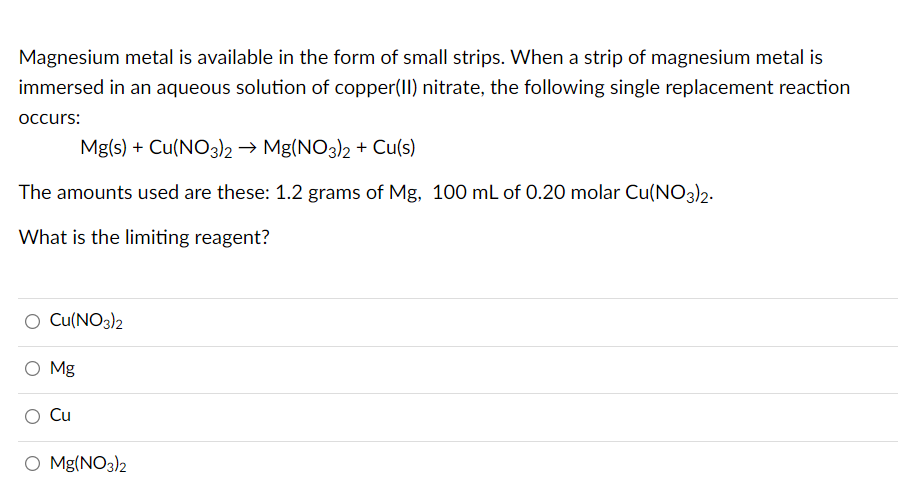 Solved Magnesium metal is available in the form of small | Chegg.com