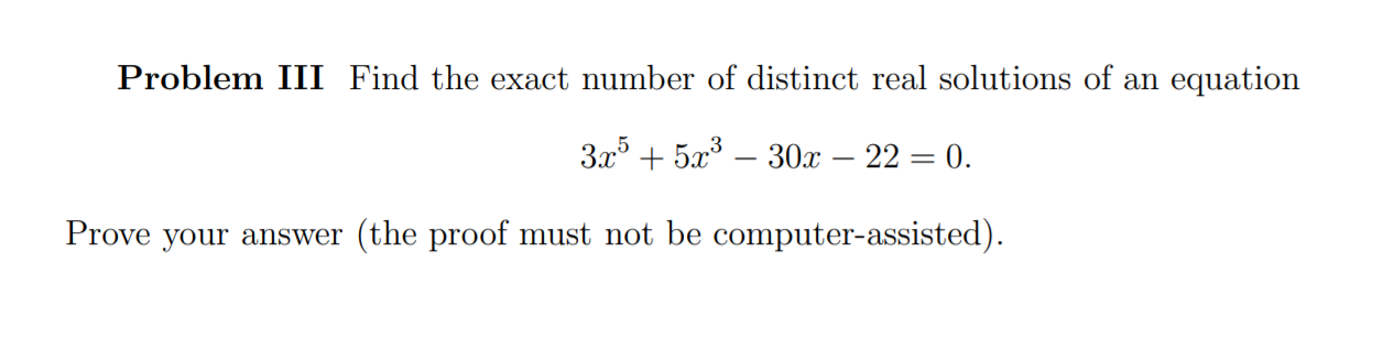 Solved Problem III Find the exact number of distinct real | Chegg.com