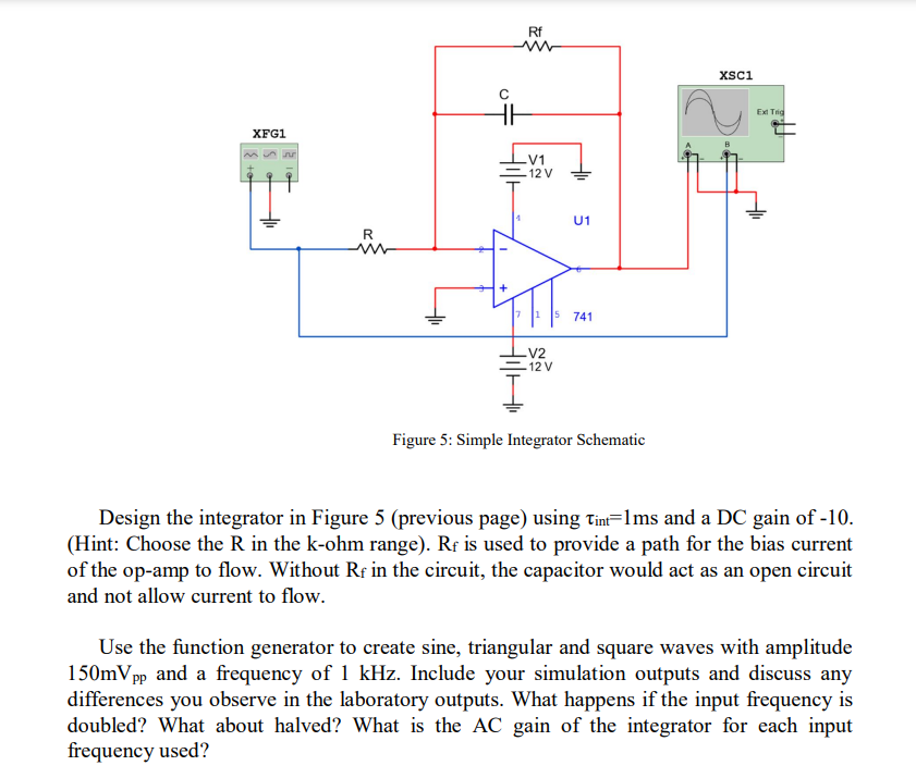 Solved Design the integrator in Figure 5 (previous page) | Chegg.com