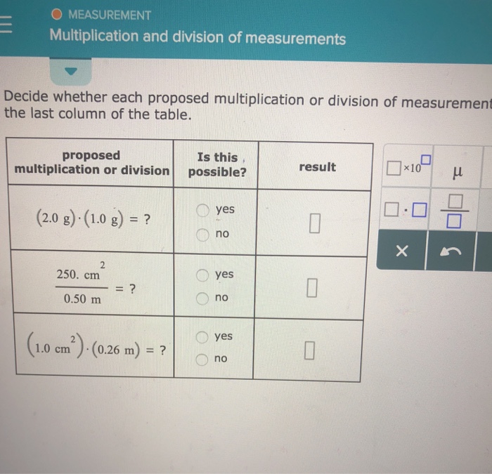 Solved O MEASUREMENT Multiplication and division of | Chegg.com