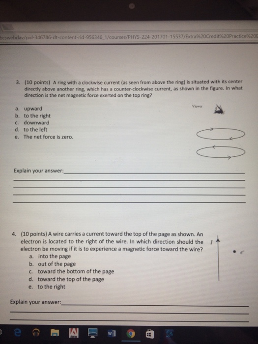 Solved A ring with a clockwise current (as seen from above | Chegg.com