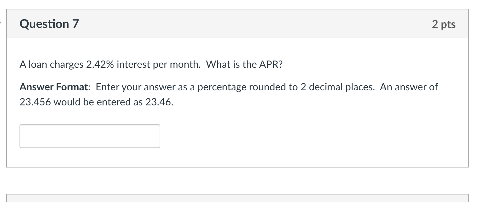 Solved A loan charges 2.42% interest per month. What is the | Chegg.com