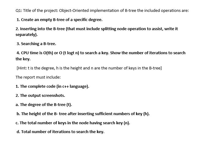Solved Q1: Title of the project: Object-Oriented | Chegg.com
