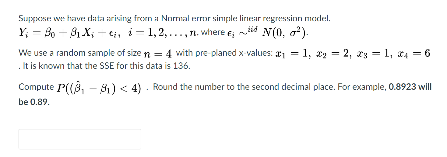 Solved Suppose we have data arising from a Normal error | Chegg.com