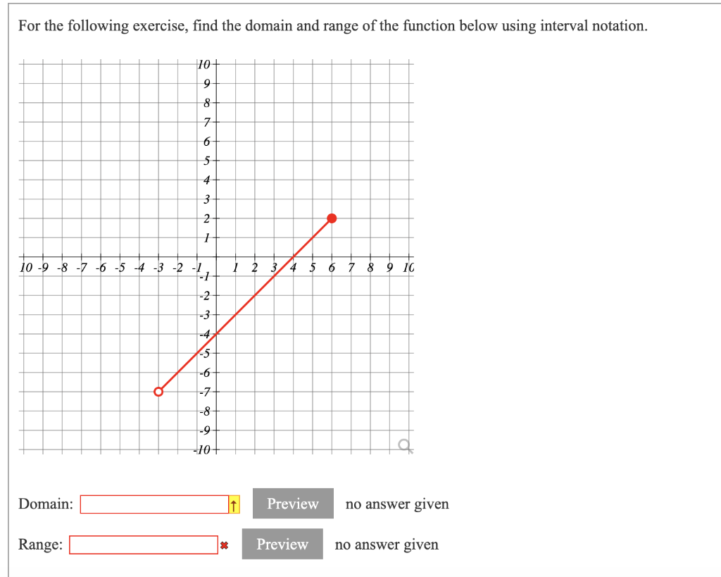 Solved For the following exercise, find the domain and range | Chegg.com