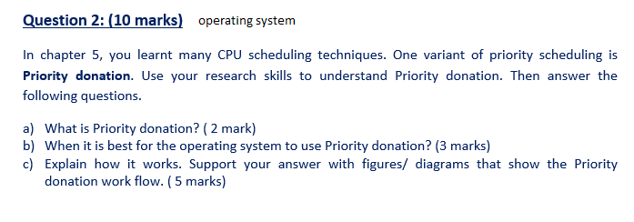 Solved Question 2: (10 marks) operating system In chapter 5, | Chegg.com