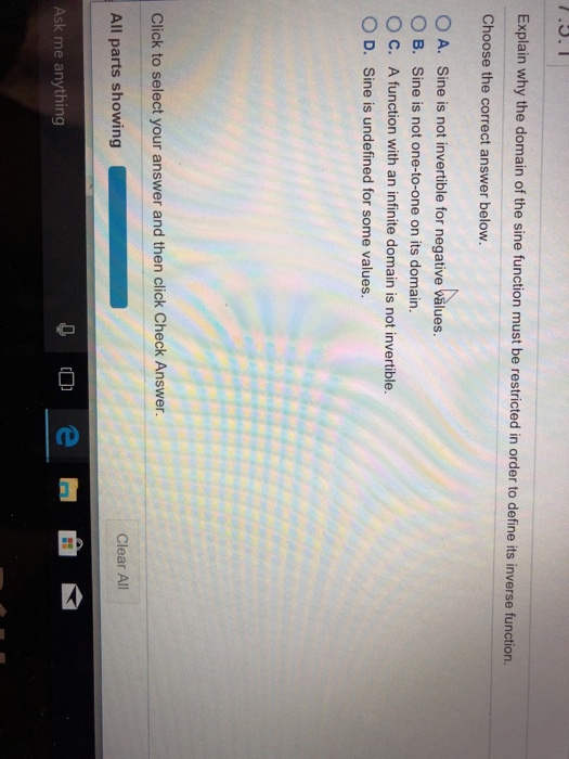 Solved S. Explain why the domain of the sine function must | Chegg.com