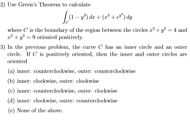 Solved 2) Use Green's Theorem to calculate | Chegg.com