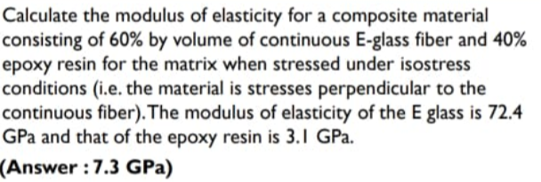 Solved Calculate the modulus of elasticity for a composite | Chegg.com