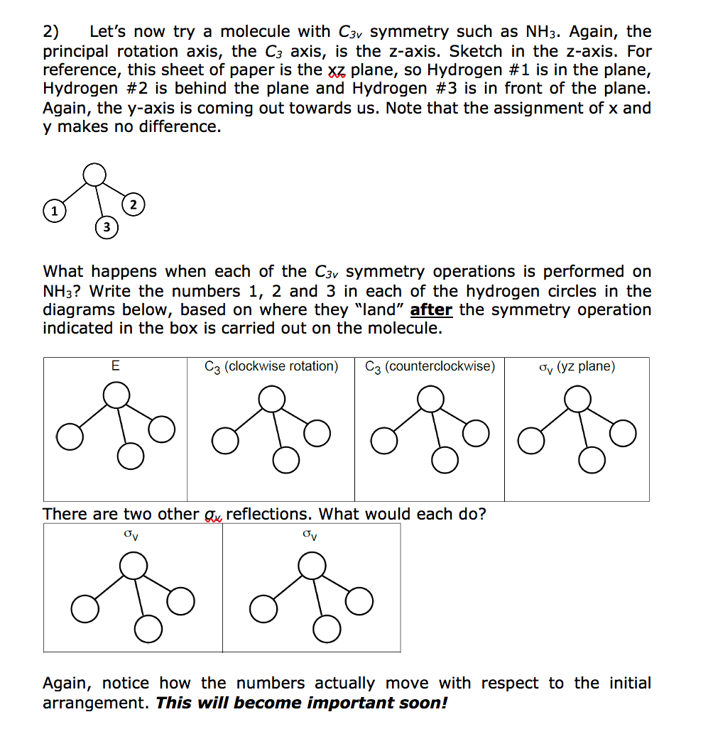 Solved 2) Let's now try a molecule with C3v symmetry such as | Chegg.com