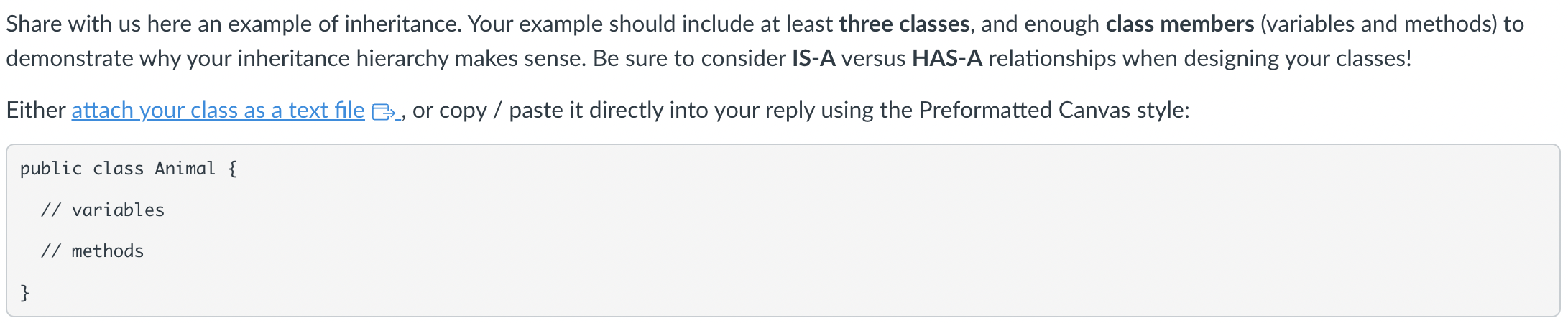 Solved Share with us here an example of inheritance. Your | Chegg.com