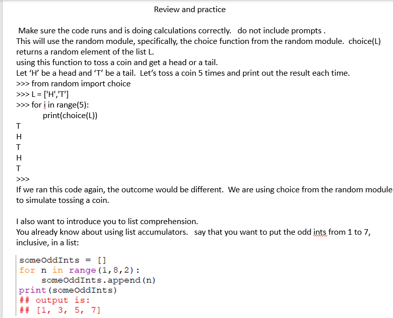 Solved Review and practice Make sure the code runs and is | Chegg.com