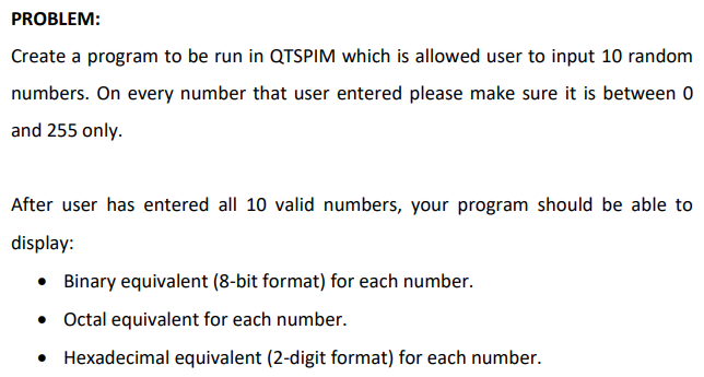 Solved PROBLEM: Create a program to be run in QTSPIM which | Chegg.com