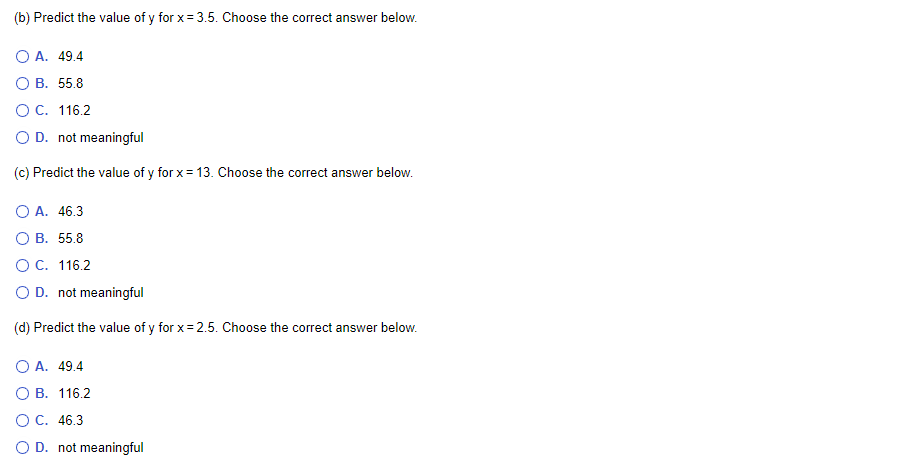 Solved Find the equation of the regression line for the | Chegg.com