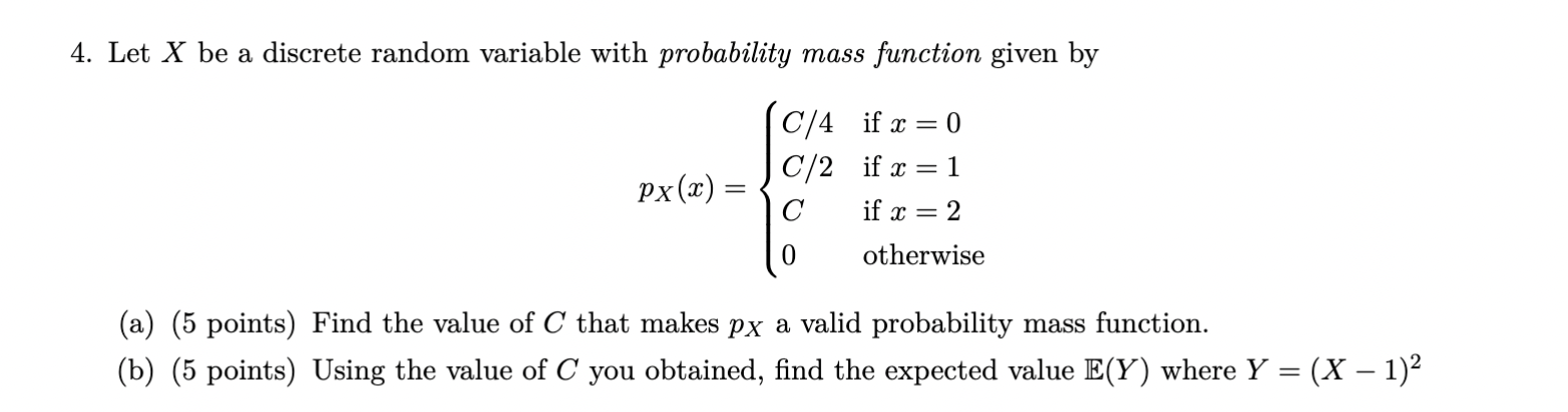 Solved Let x ﻿be a discrete random variable with probability | Chegg.com