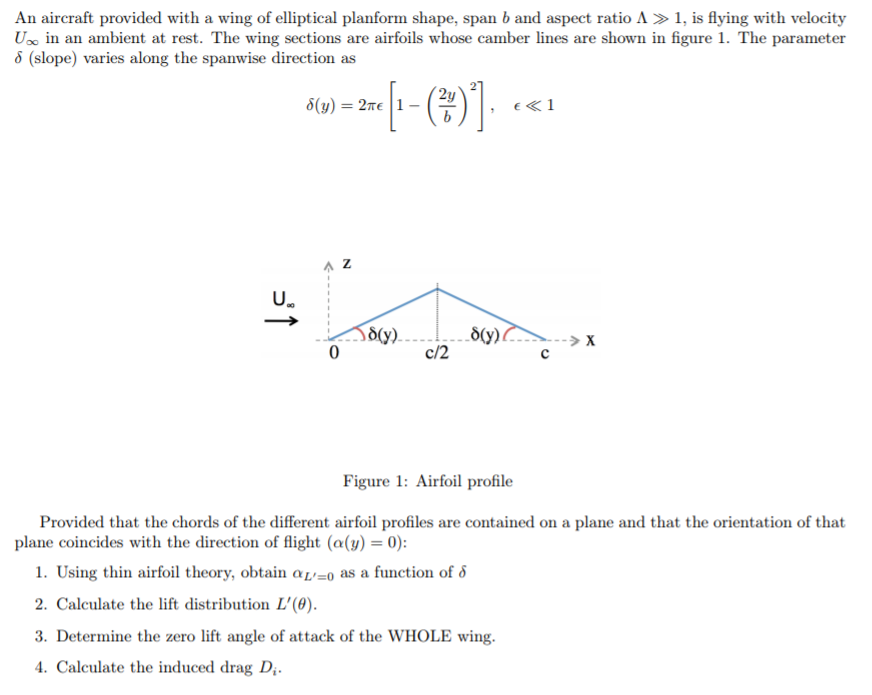 An aircraft provided with a wing of elliptical | Chegg.com