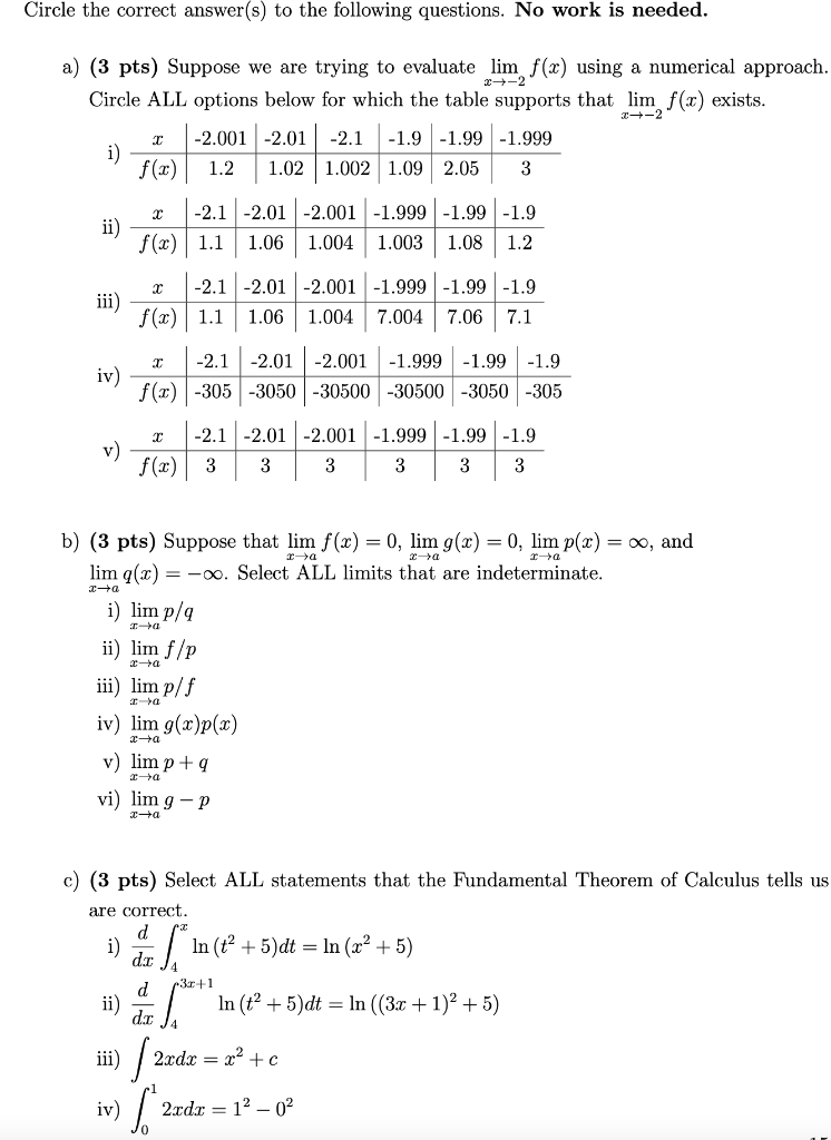 Solved Circle the correct answer(s) to the following | Chegg.com