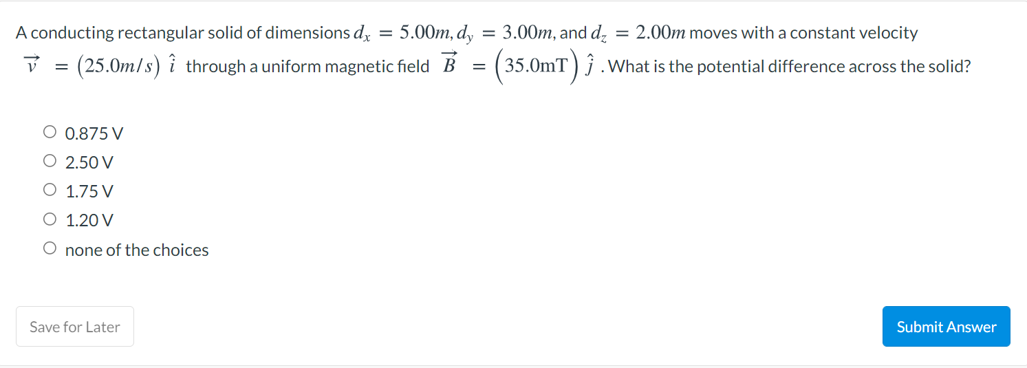 Solved A conducting rectangular solid of dimensions dx | Chegg.com
