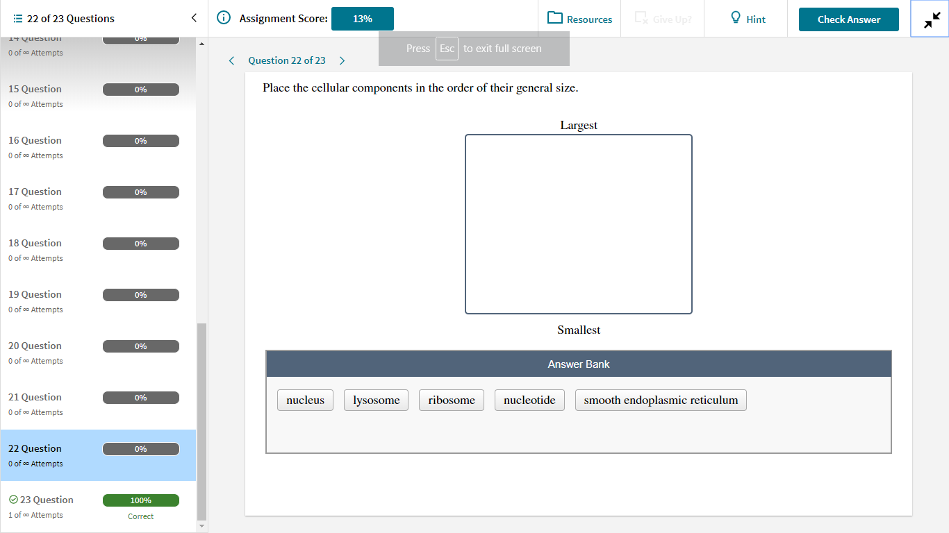 Solved Give Up? O Hint E 22 of 23 Questions O Assignment | Chegg.com
