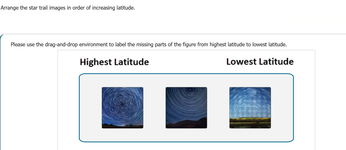 Solved Arrange the star trail images in order of increasing | Chegg.com