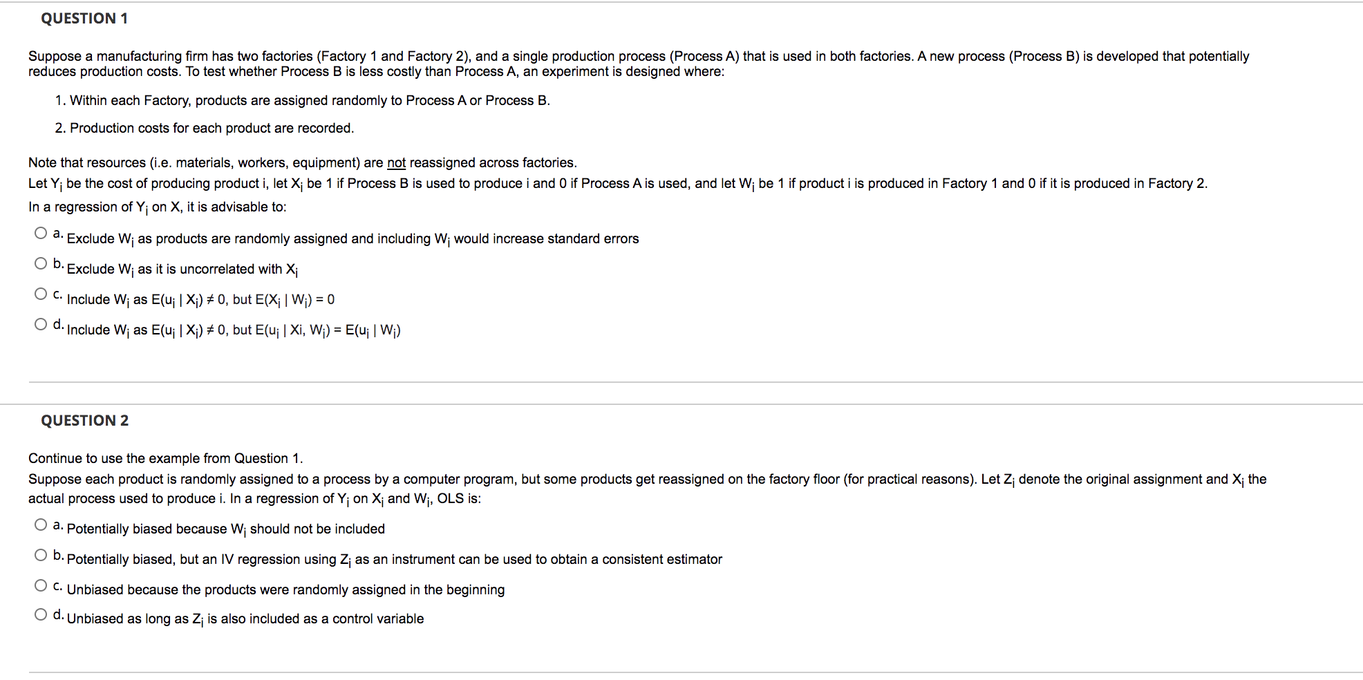 Solved QUESTION 1 Suppose a manufacturing firm has two | Chegg.com