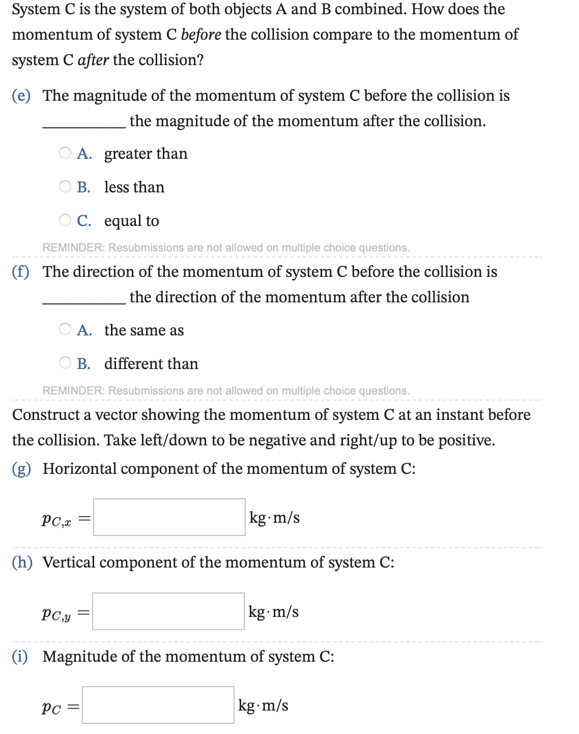 Solved Two Objects Collide On A Level Frictionless Table