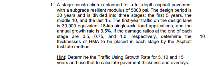 Solved 1. A stage construction is planned for a full-depth | Chegg.com