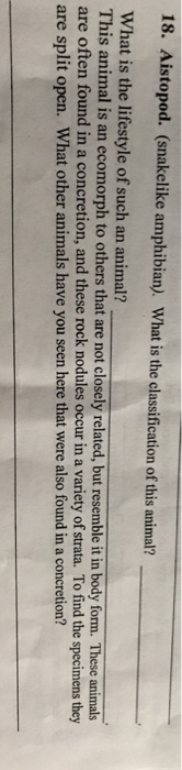 Solved 18. Aistopod. (snakelike amphibian). What is the | Chegg.com