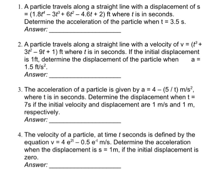 Solved 1. A particle travels along a straight line with a | Chegg.com