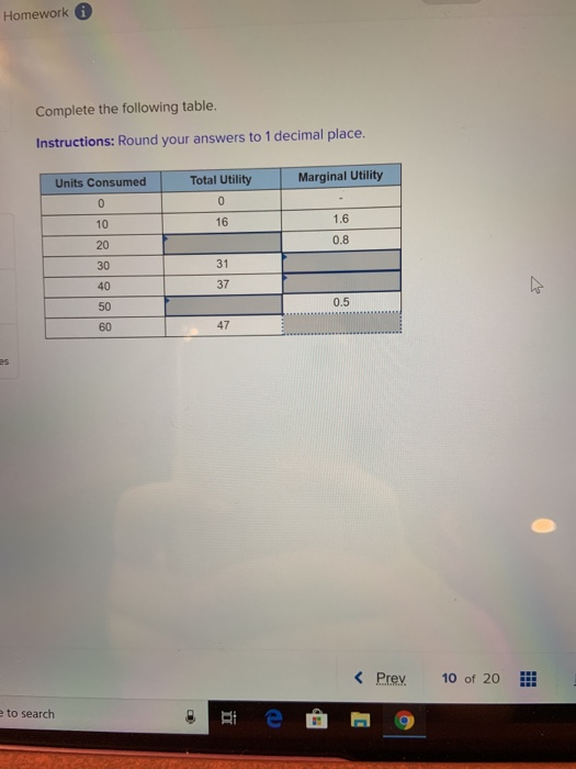Solved Homework i Complete the following table. | Chegg.com