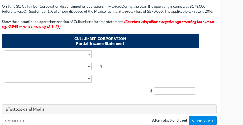 Solved On June 30, Cullumber Corporation discontinued its | Chegg.com