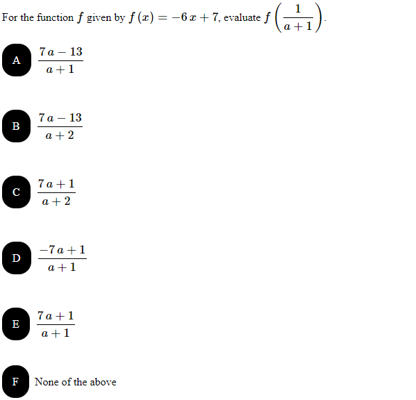 Solved function f given by f(x)=−6x+7, evaluate | Chegg.com