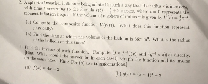 Solved 2. A spherical weather balloon is being inflated in | Chegg.com